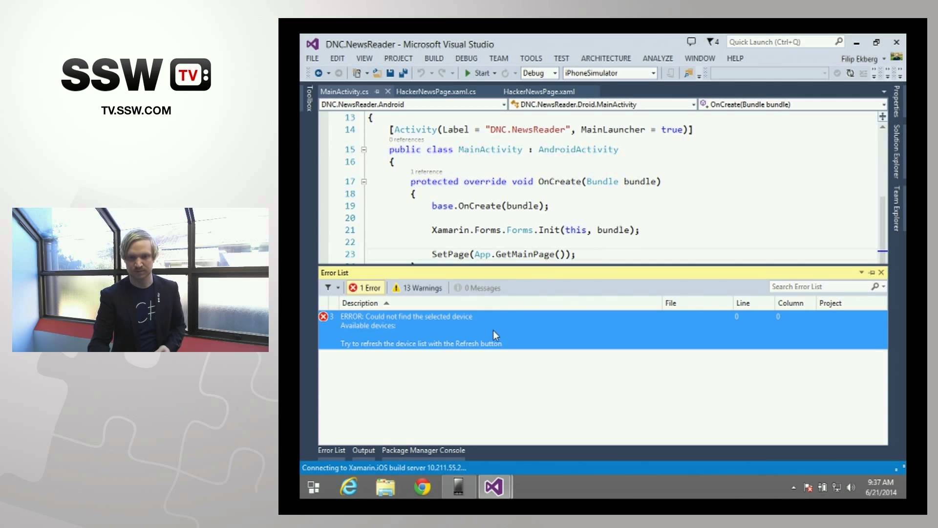 Introduction To Xamarin Filip Ekberg Ssw Tv Learn From Professional Software Developers